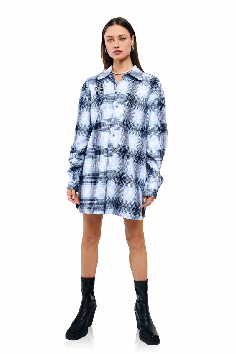 Custom Gothic Font Flannel Oversized Shacket – Dress Me Down